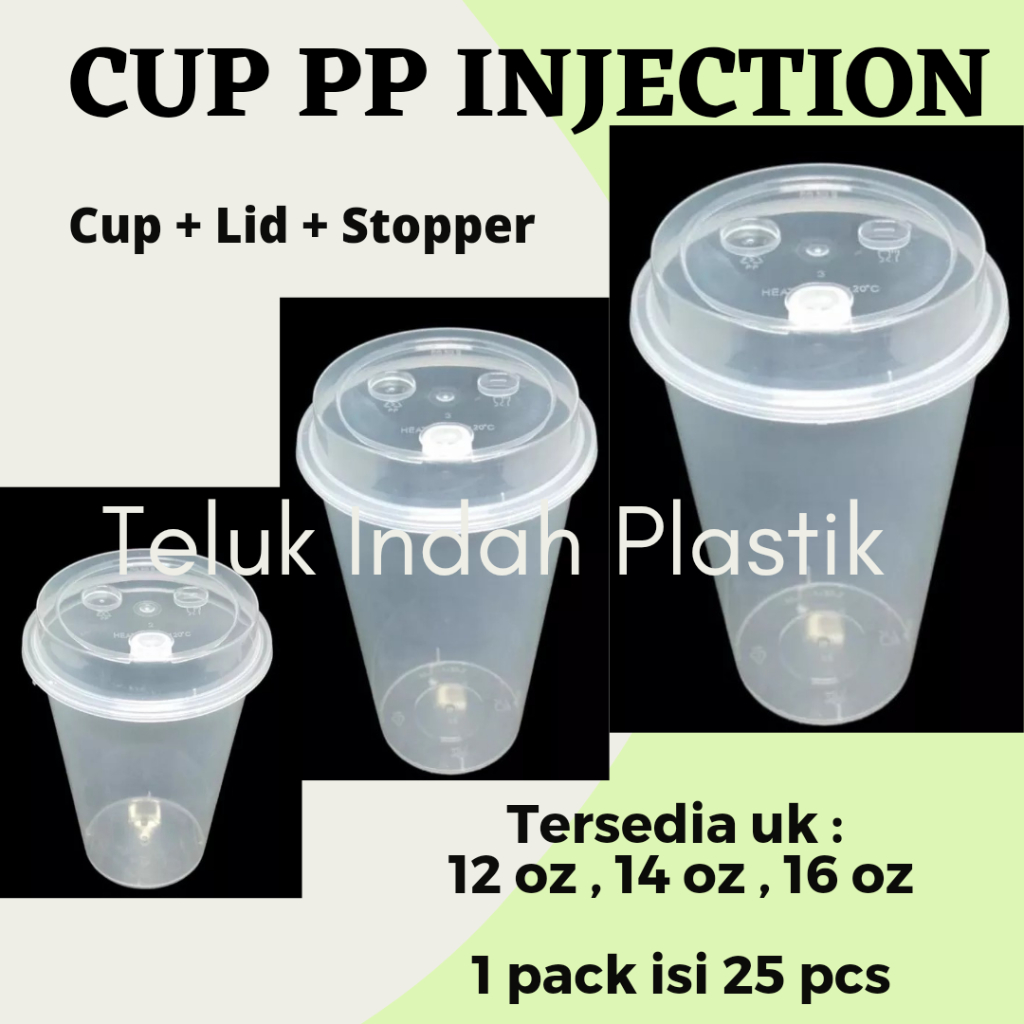 Jual Cup PP Injection 12oz 14oz 16oz Dan 24oz Gelas Plastik Boba (Cup ...