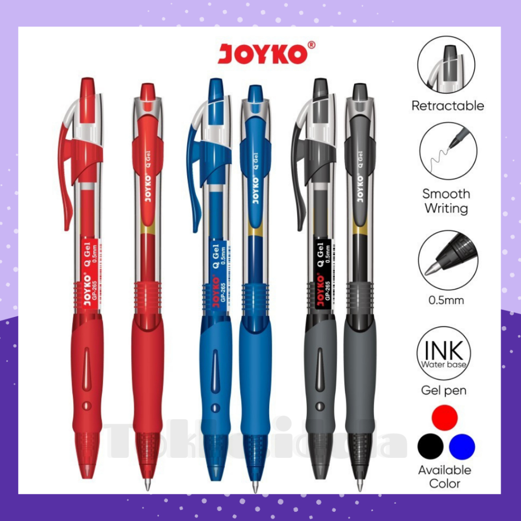 Jual Gel Pen Joyko Q Gel GP 265 / GelPen QGel GP-265 0.5 mm Pulpen JK Cetrek - Hitam | Shopee ...