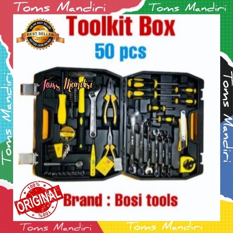 Jual Multipro - Tool Kit Set 50 pcs Electric Tool Set BOSI Tools ...