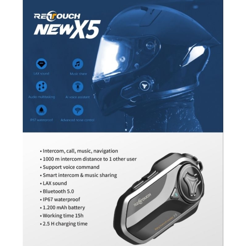 Jual RETOUCH X5 new GARANSI 1TAHUN - bluetooth intercom helm helmet retouch re touch ritouch X5 ...