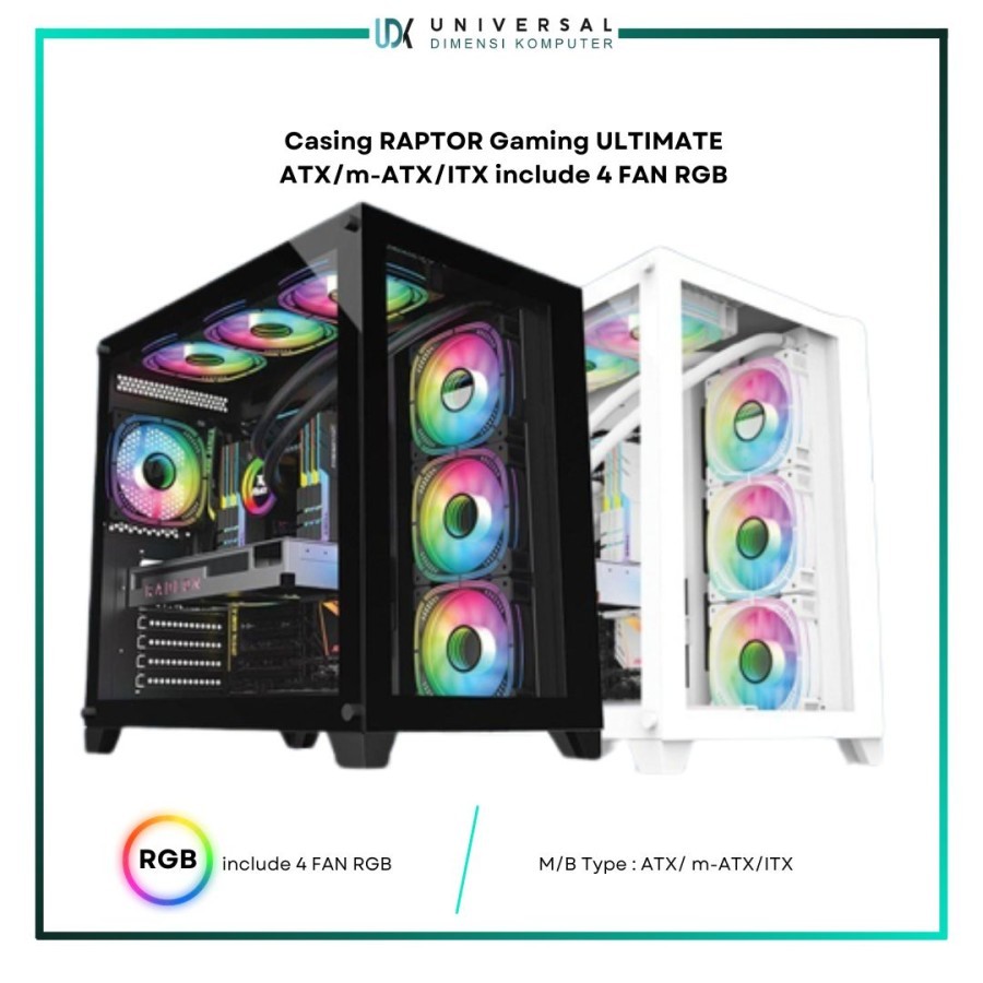 Jual Casing Gaming RAPTOR ULTIMATE - Casing ATX/m-ATX/ITX include 4 FAN ...