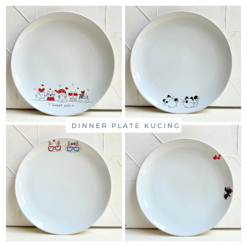 Jual 1 Pcs Piring Keramik Motif Kucing Dinner Plate Piring Makan Besar ...
