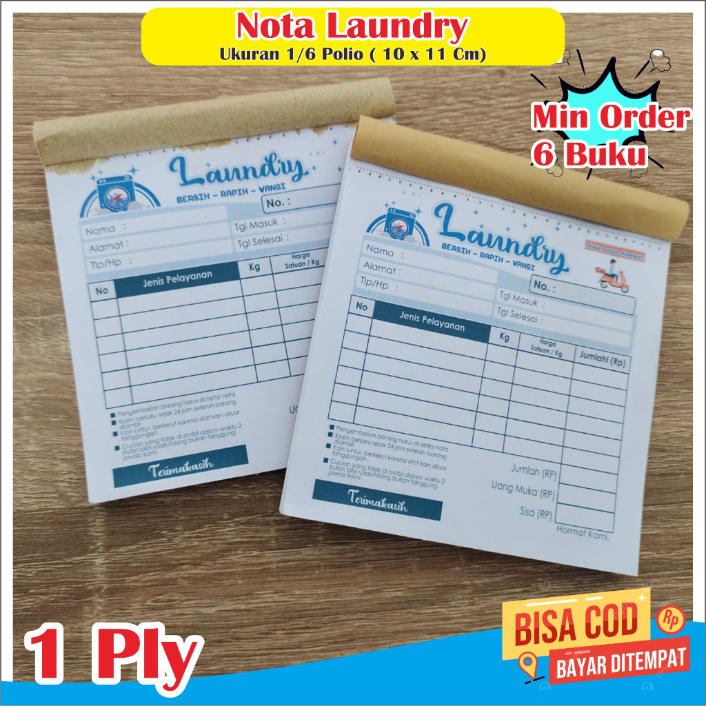 Jual nota laundry mini 1 ply ukuran 1/6 polio buku nota londry | Shopee ...