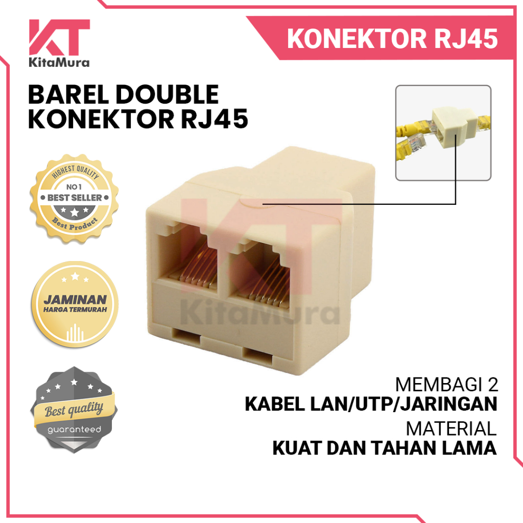 Jual Barel RJ45 Double Cabang Spliter - Barrel UTP Konektor Kabel Lan ...