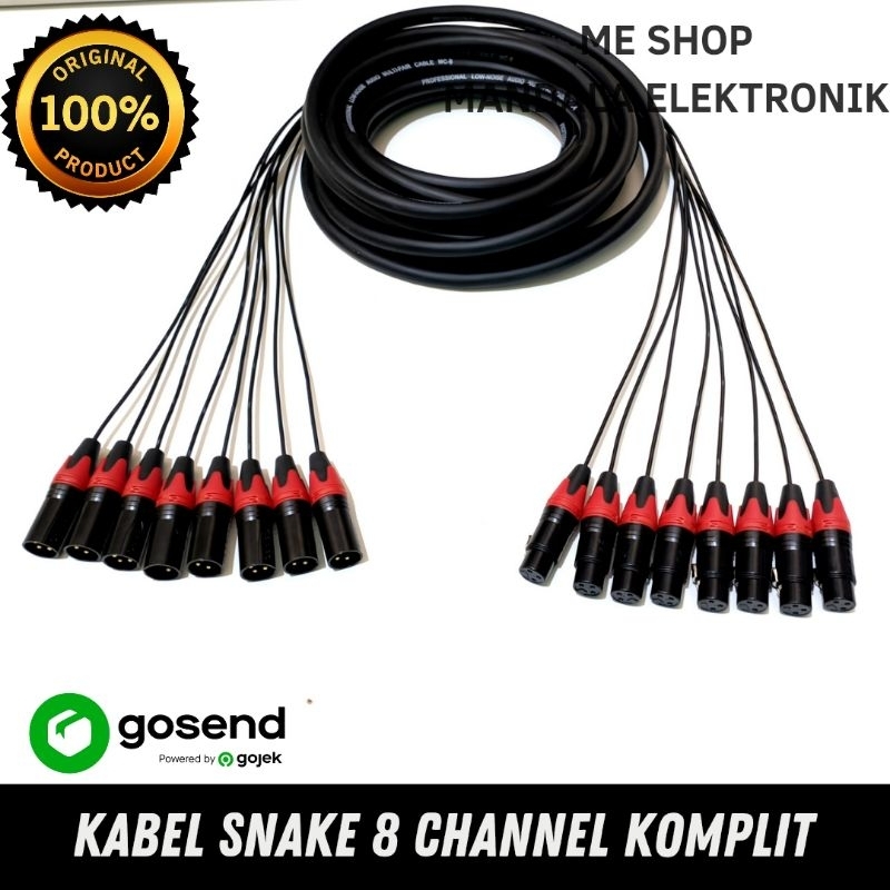 Jual kabel snake 8 channel isi komplit xlr male to xlr female panjang ...