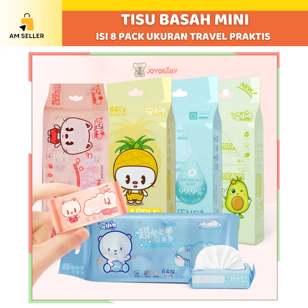 Jual Paket 8 Pack / Tisu Basah Mini Karakter / Wet Wipes / Tissue ...