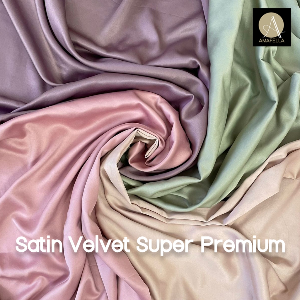 Jual 1 (SATU) meter Kain Satin Velvet Super Premium Bahan Dress ...