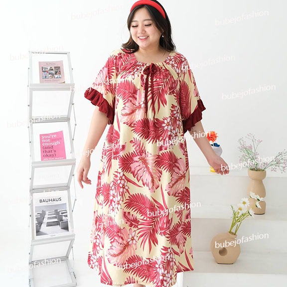 Jual NEW home dress sabrina jumbo lingkar dada 130cm kekinian/daster jumbo viral/dress jumbo ...