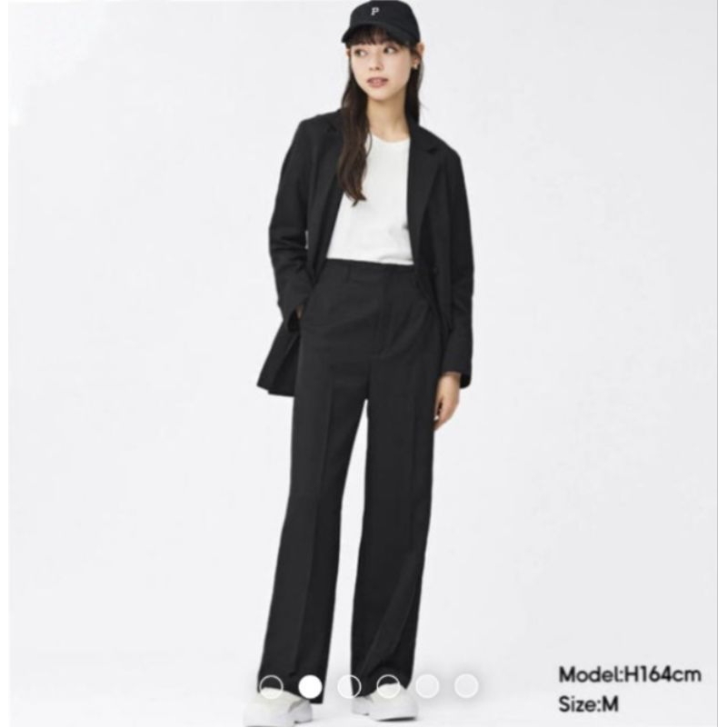 Jual GU HIGHWAIST STRAIGHT PANTS IN BLACK | Shopee Indonesia