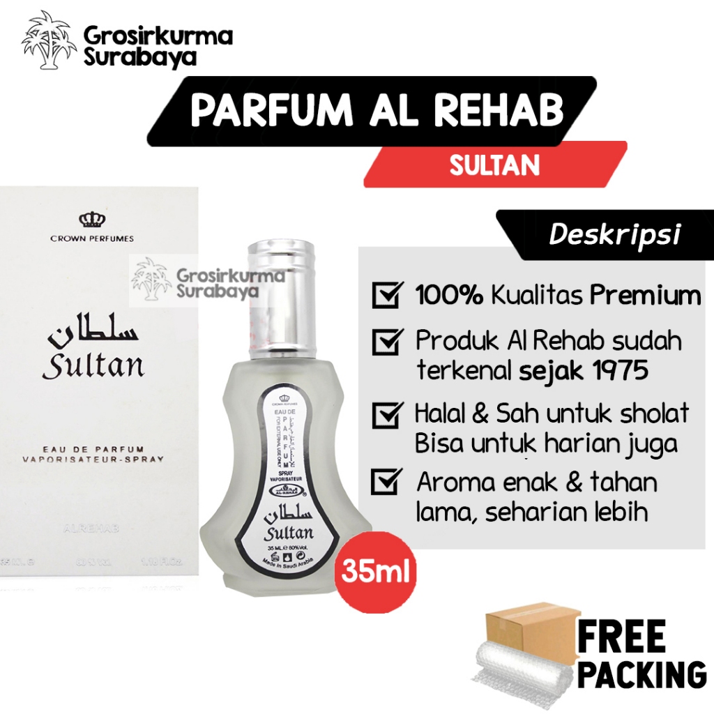 Jual Parfum AL REHAB SULTAN 35ml Botol Spray Untuk Habaib Habib Ustad ...
