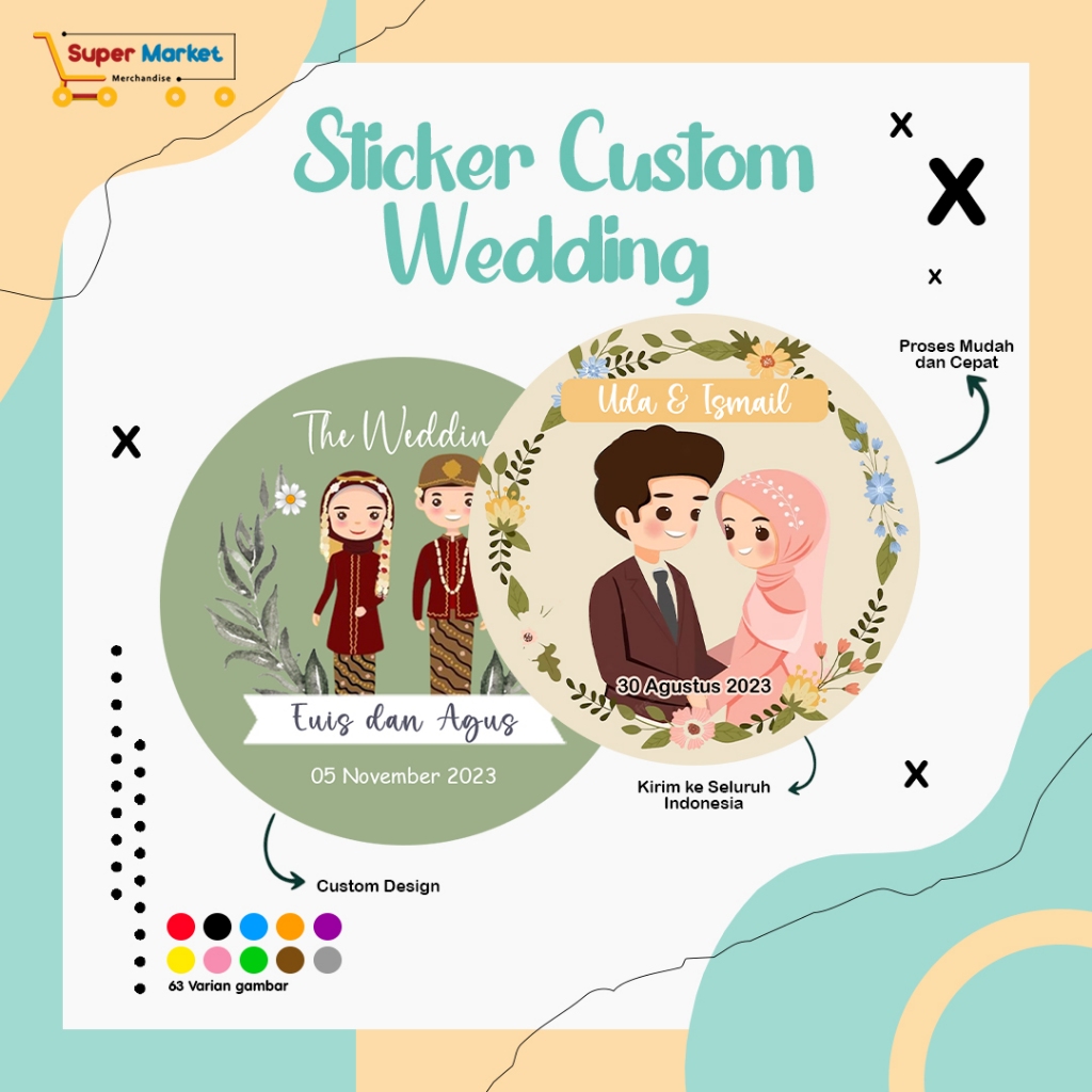 Jual [1HARI JADI] CETAK STIKER PERNIKAHAN CUSTOM / STICKER LOGO WEDDING ...