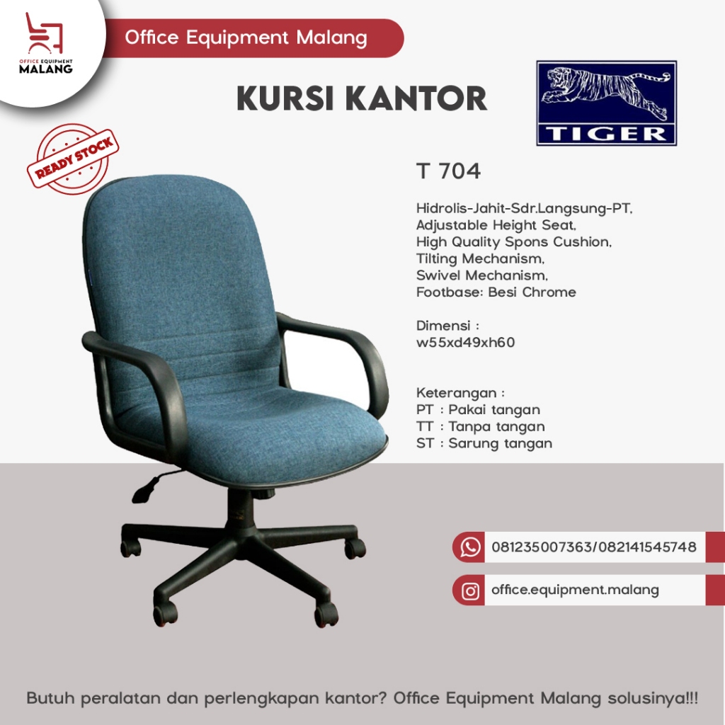 Jual KURSI KANTOR/KURSI DIREKTUR/KURSI TIGER T 704 | Shopee Indonesia