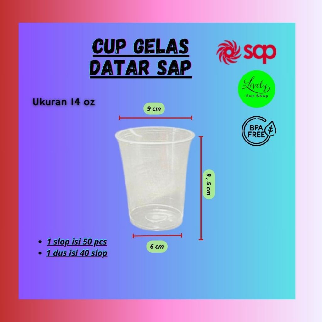 Jual [1 Dus] Gelas Cup Plastik Datar SAP 14 oz - 16 oz | Shopee Indonesia