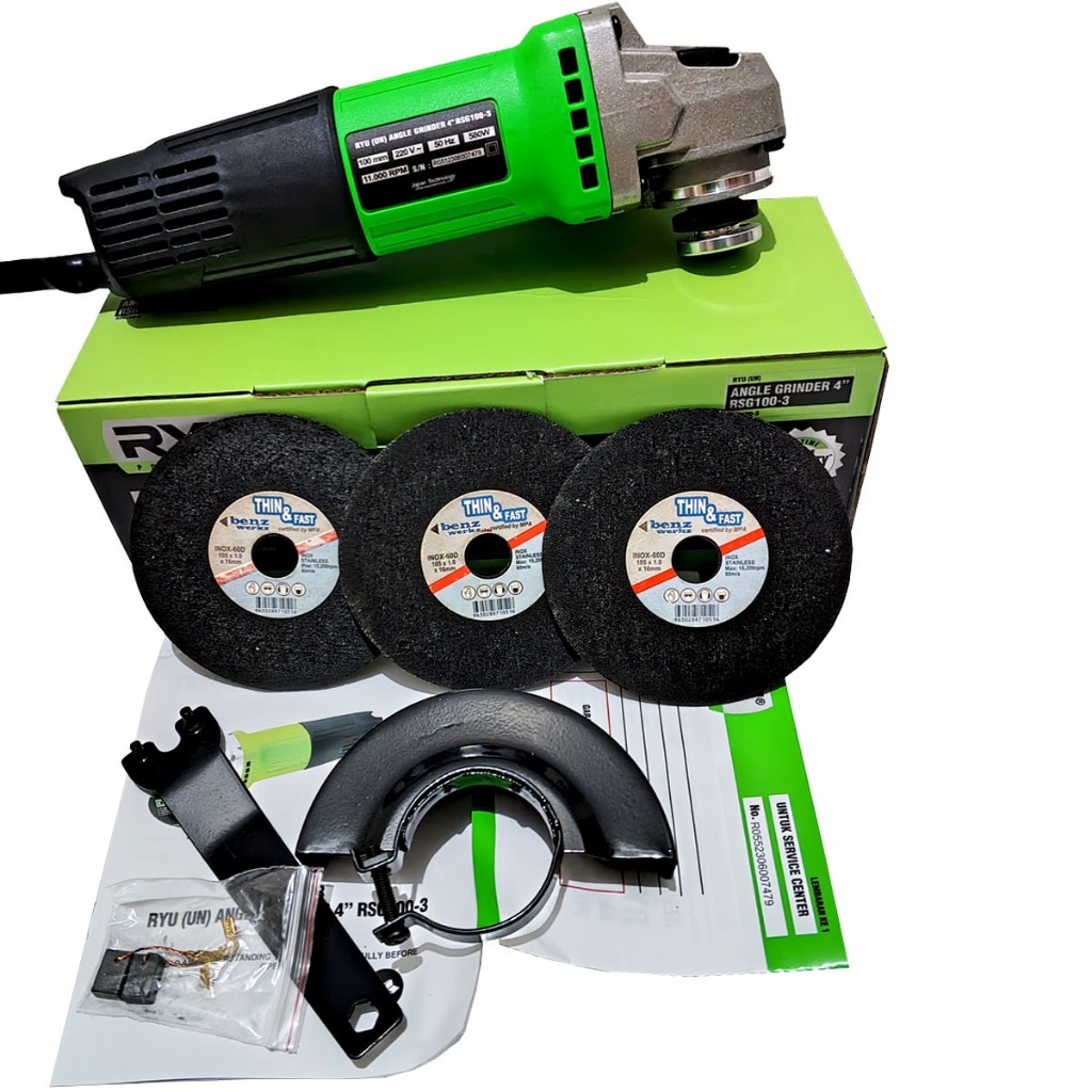 Jual RYU Mesin Gerinda Tangan 4inc / Angle Grinder RSG 100-3 TEKIRO RYU JEPANG FREE 3 MATA ...