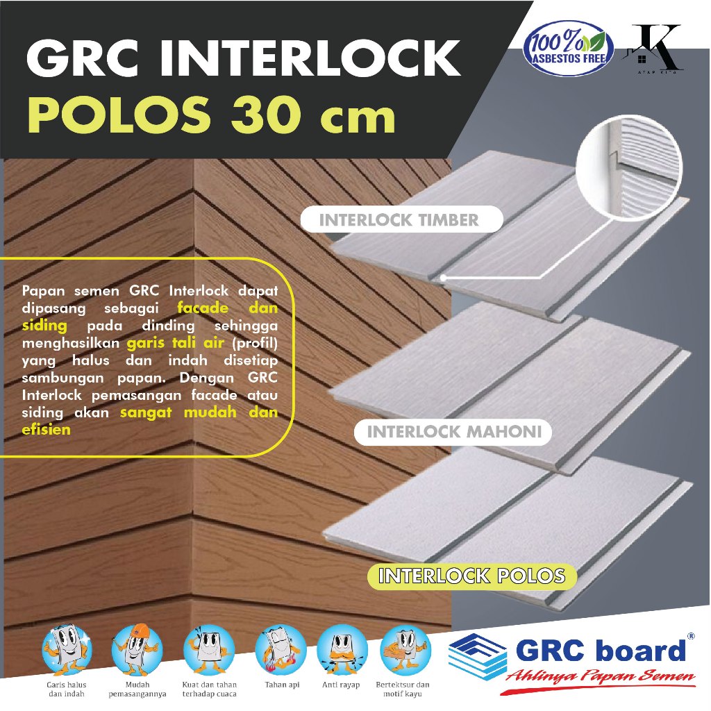 Jual GRC Polos Interlock 30 cm / Wall Siding / Dinding Tali Air ...