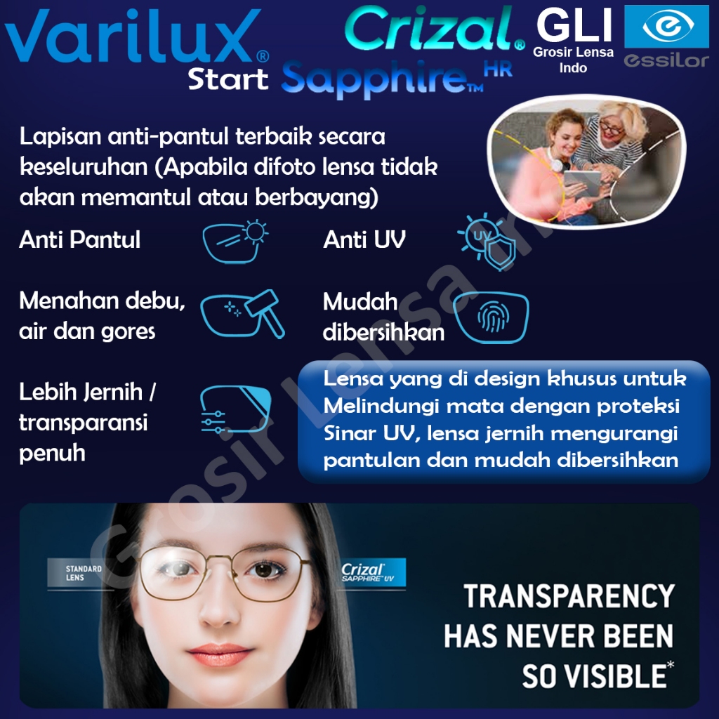Jual Lensa Essilor Progresif Varilux Start Orma 1.5 Crizal Rock ...