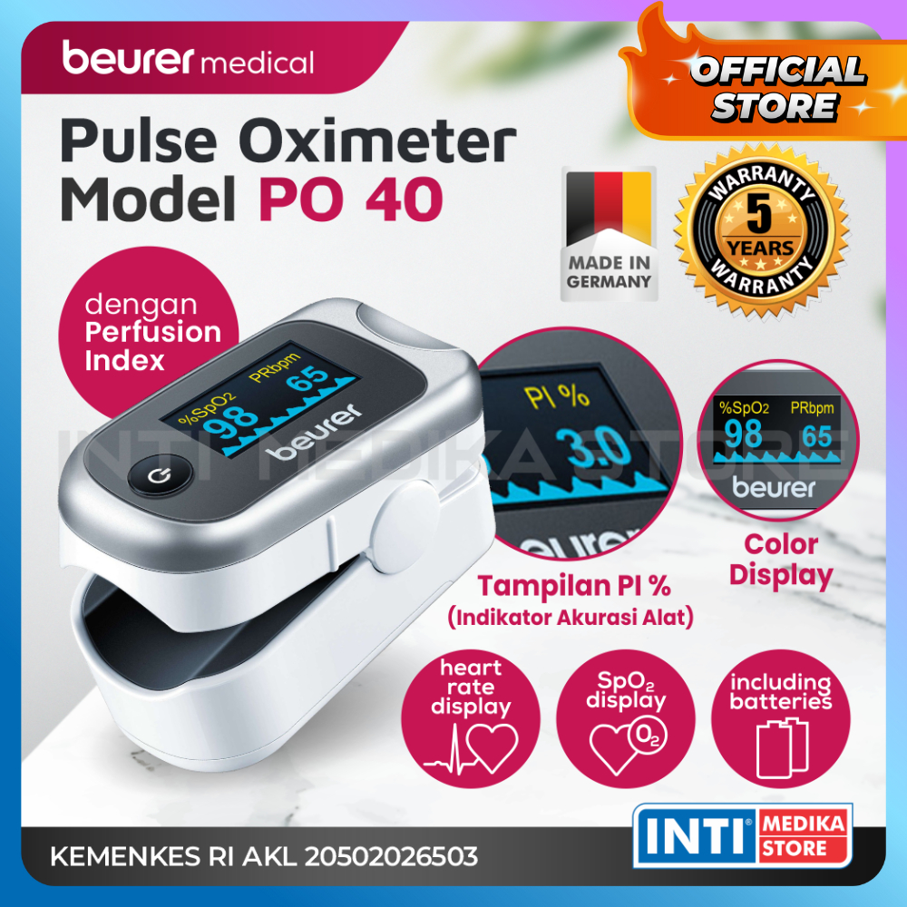 Jual BEURER - Pulse Oxymeter With PI PO 40 | Alat Saturasi Oksigen ...