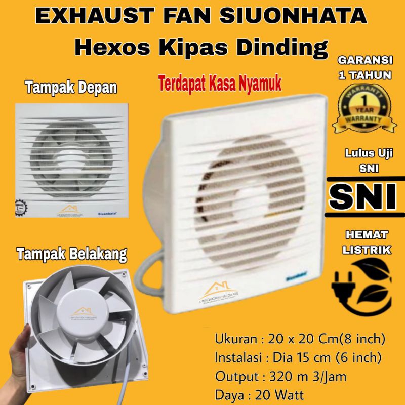 Jual Exhaust wall fan Hexos kipas dinding tembok penghisap udara SIUONHATA Garansi 1 TAHUN ...