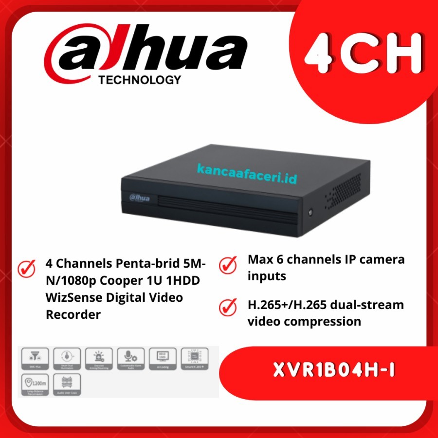 Jual DVR DAHUA 4CH 4 Channel 5MP DH-XVR1B04H-I Wizsense Promo Bonus | Shopee Indonesia