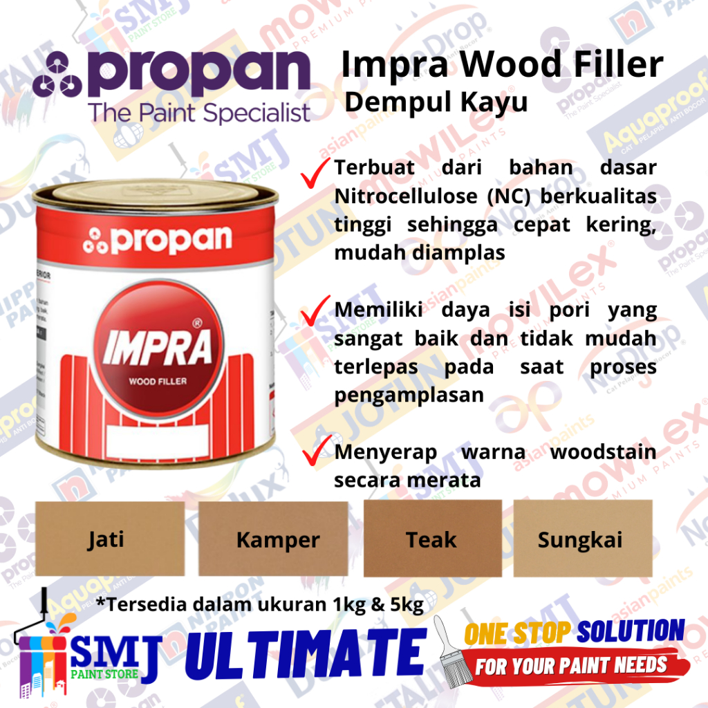 Jual Dempul Kayu Wood Filler WF 115 IMPRA PROPAN 1kg | Shopee Indonesia