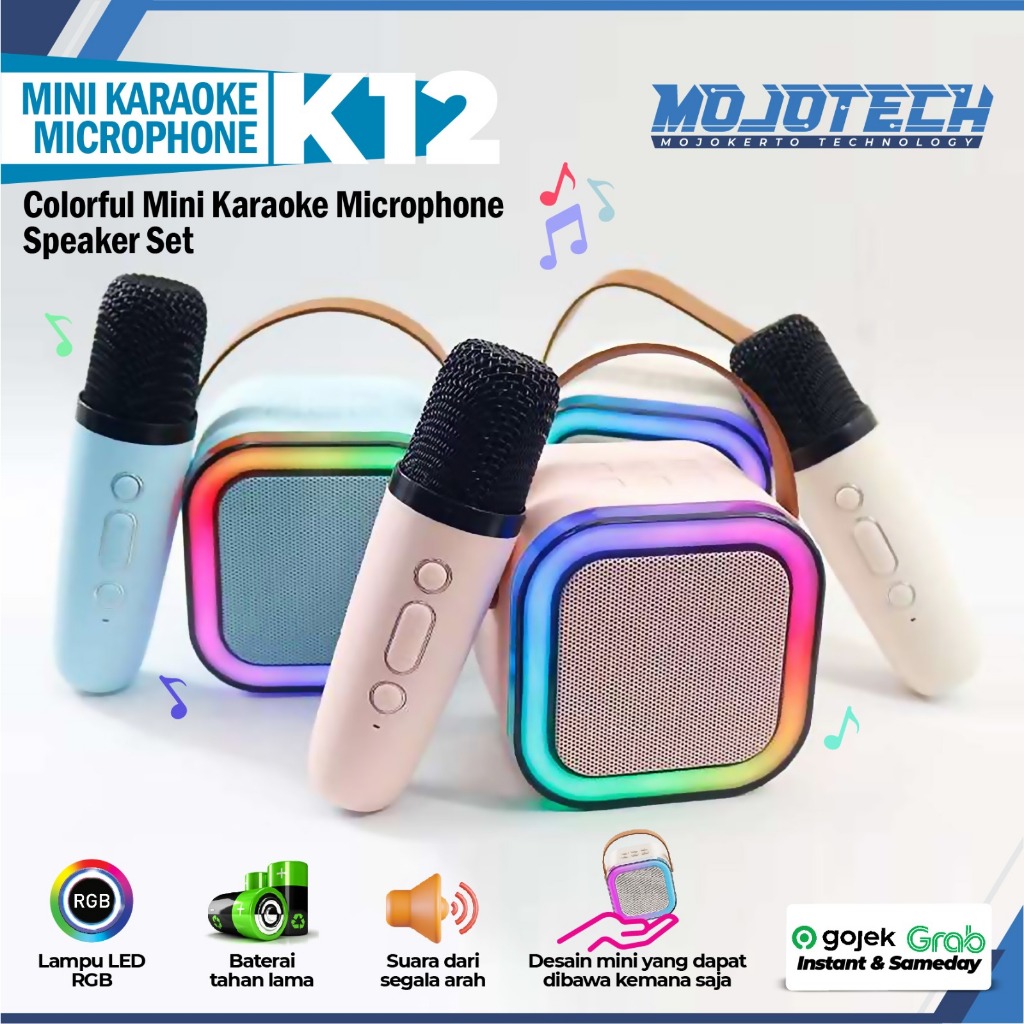 Jual Karaoke Portable Speaker K12 Mic Full Bass RGB Multicolor 1set Bisa COD | Shopee Indonesia