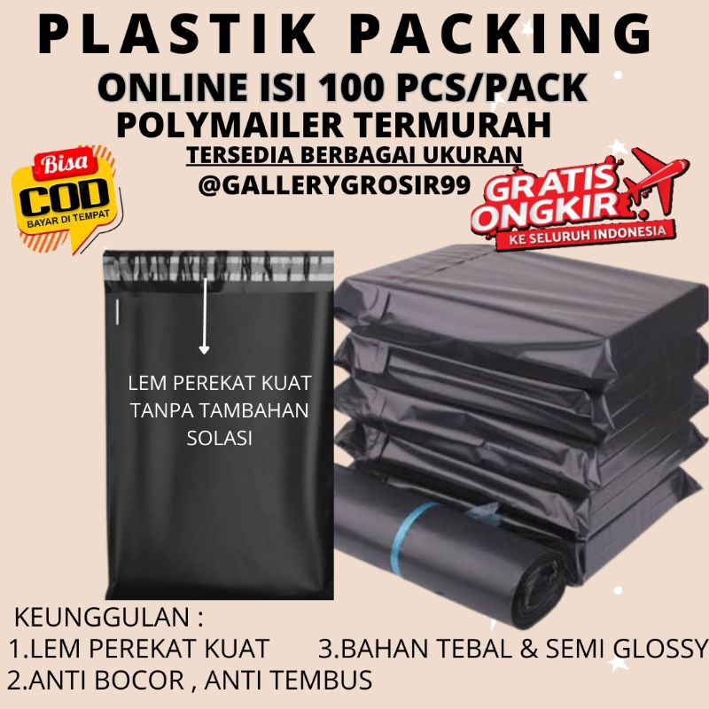 Jual PLASTIK PACKING POLYMAILER ISI 100 PCS/PACK || PREMIUM QUALITY (UKURAN BESAR) | Shopee ...