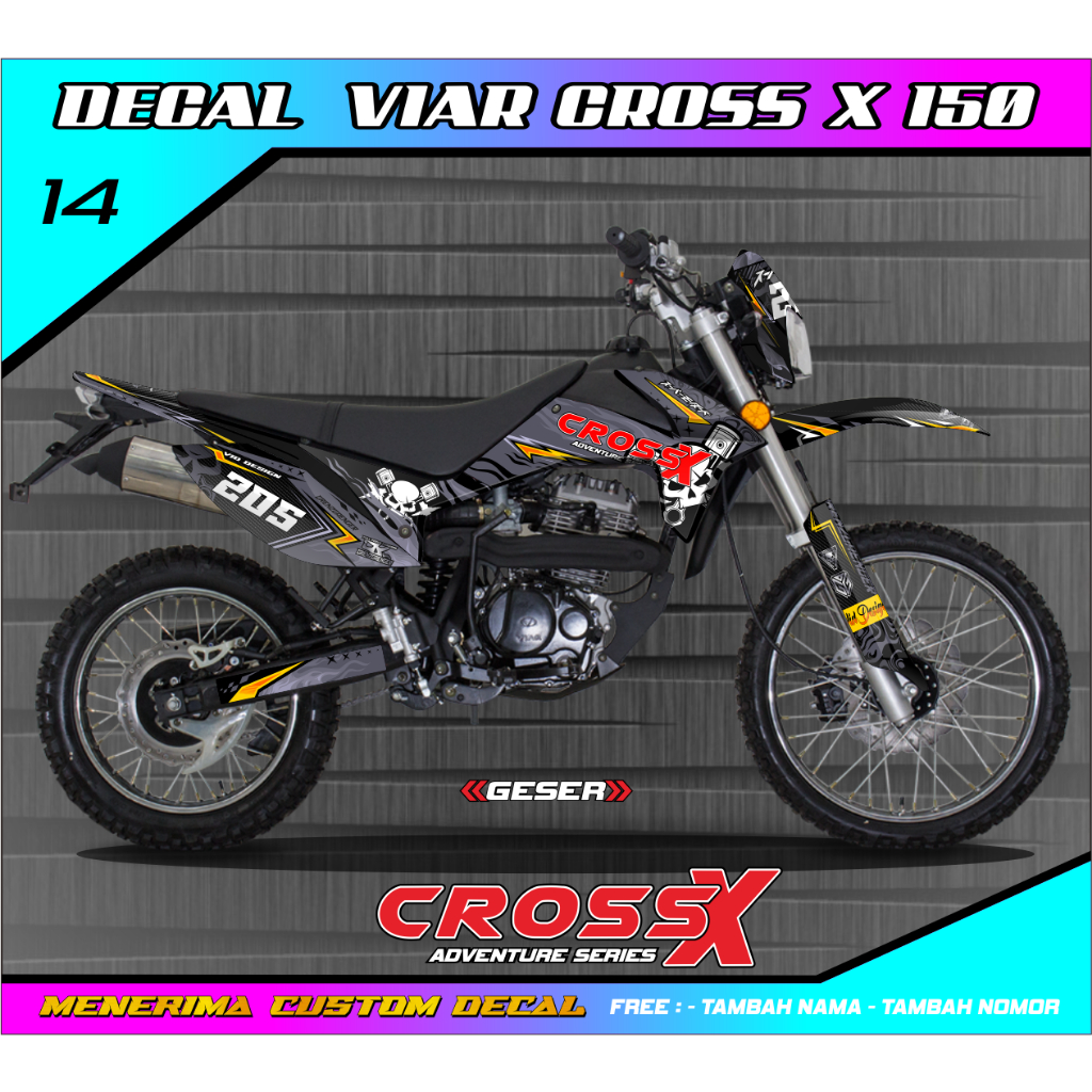 Jual Decal Stiker Viar Cross x 150 Full Body Kuning | Shopee Indonesia