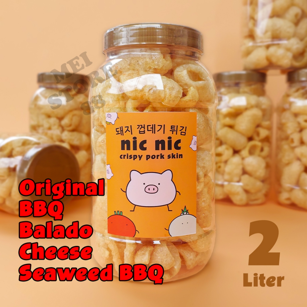 Jual Kerupuk Kulit Babi Nic Nic 2 Liter Snack Cemilan Rambak Krupuk ...