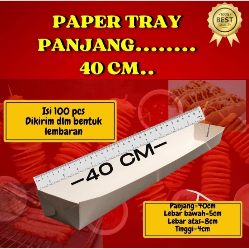 Jual 100 PCS - Wadah Kertas Box Dus Packing Jualan Makanan Uk. 40x5x4 ...