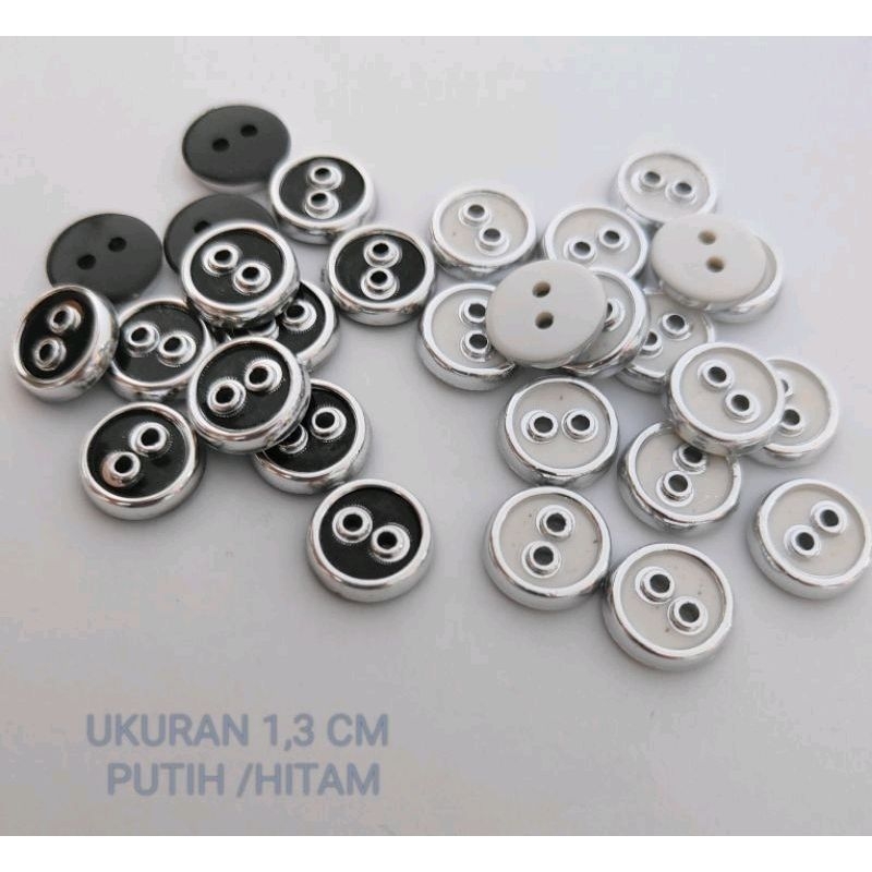 Jual 100 Pcs Kancing Gepeng Datar List Silver hitam/Putih (KC Koko ...