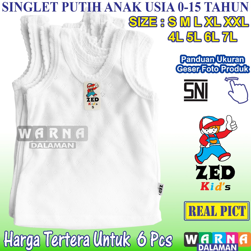 Jual 6 Pcs Singlet Putih Anak Perempuan dan Laki Laki Usia 0-15 Tahun ...