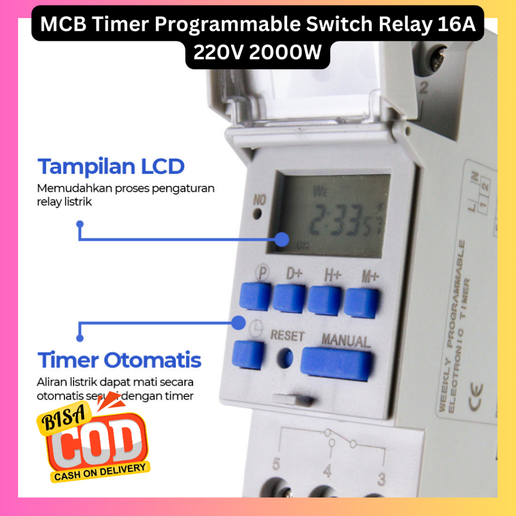 Jual MCB Timer Programmable Switch Relay 16A 220V 2000W | Shopee Indonesia
