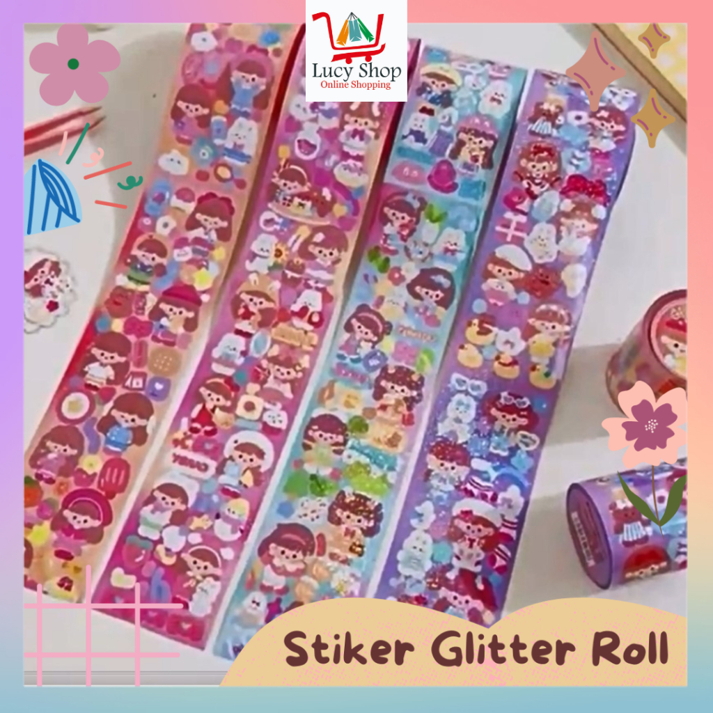 Jual Stiker Momo Glitter ROLL Aesthetic Planner DIY Sticker Tempel Cute ...