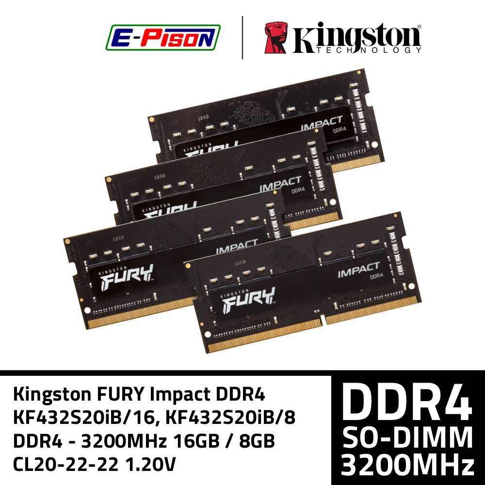 Jual RAM Laptop DDR4 8GB 16GB 3200MHz Kingston FURY Impact DDR4 KF432S20IB/8 KF432S20IB/16 ...