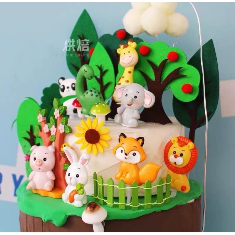 Jual hiasan clay pohon DEKOR hutan kue ulang tahun animal jungle DINO ...