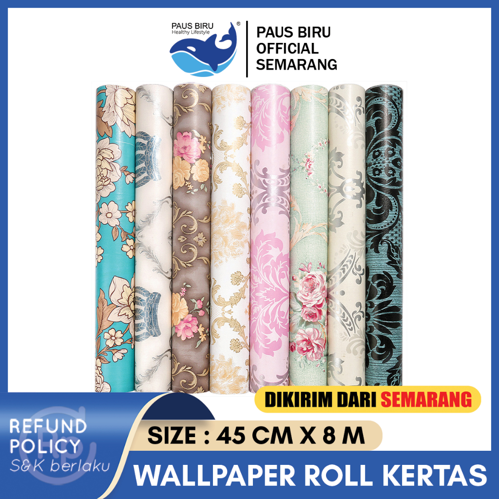 Jual Paus Biru- Wallpaper Sticker Roll 8 meter x 45cm Wallsticker ...