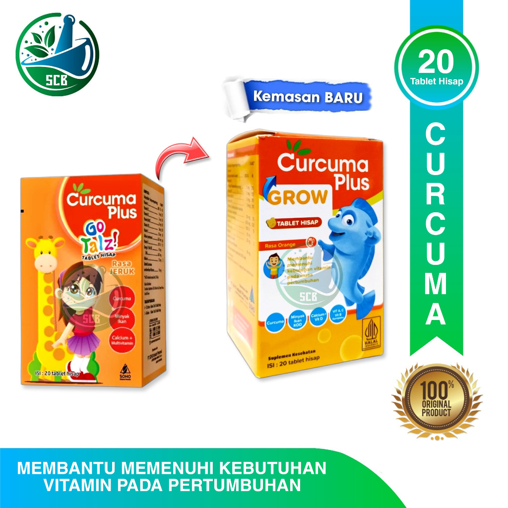 Jual Curcuma Plus Grow 20 Tablet Hisap Rasa Jeruk | Shopee Indonesia