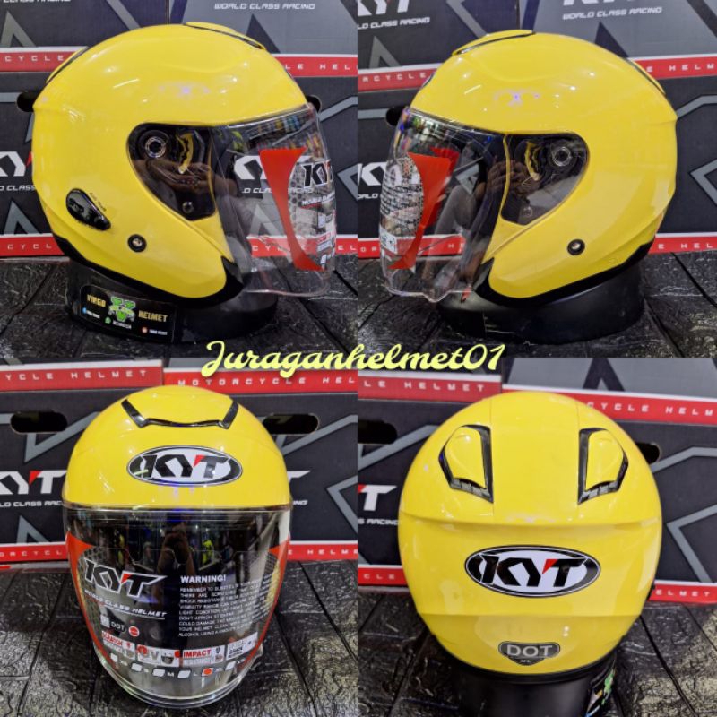 Jual HELM KYT KYOTO SOLID YELLOW LEMON | Shopee Indonesia