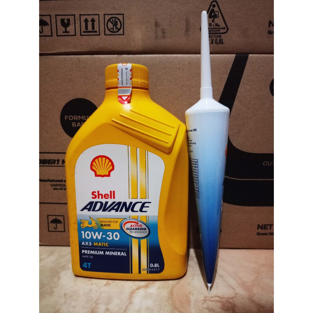 Jual OLI MESIN MATIC SHELL ADVANCE AX5 SCOOTER 10W-30 800ML + GARDAN SHELL 120ML PAKET HEMAT ...