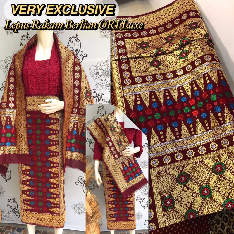 Jual Songket Lepus Rakam Berlian ORI Luxe Merah Maroon-Asli Tenun Tangan Palembang(Ilham Songket ...