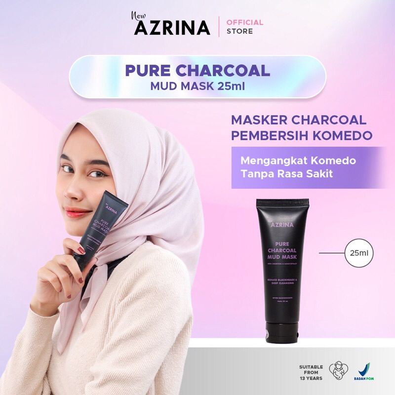 Jual Azrina Pure Charcoal Mud Mask - Masker Wajah Brightening 25ml ...