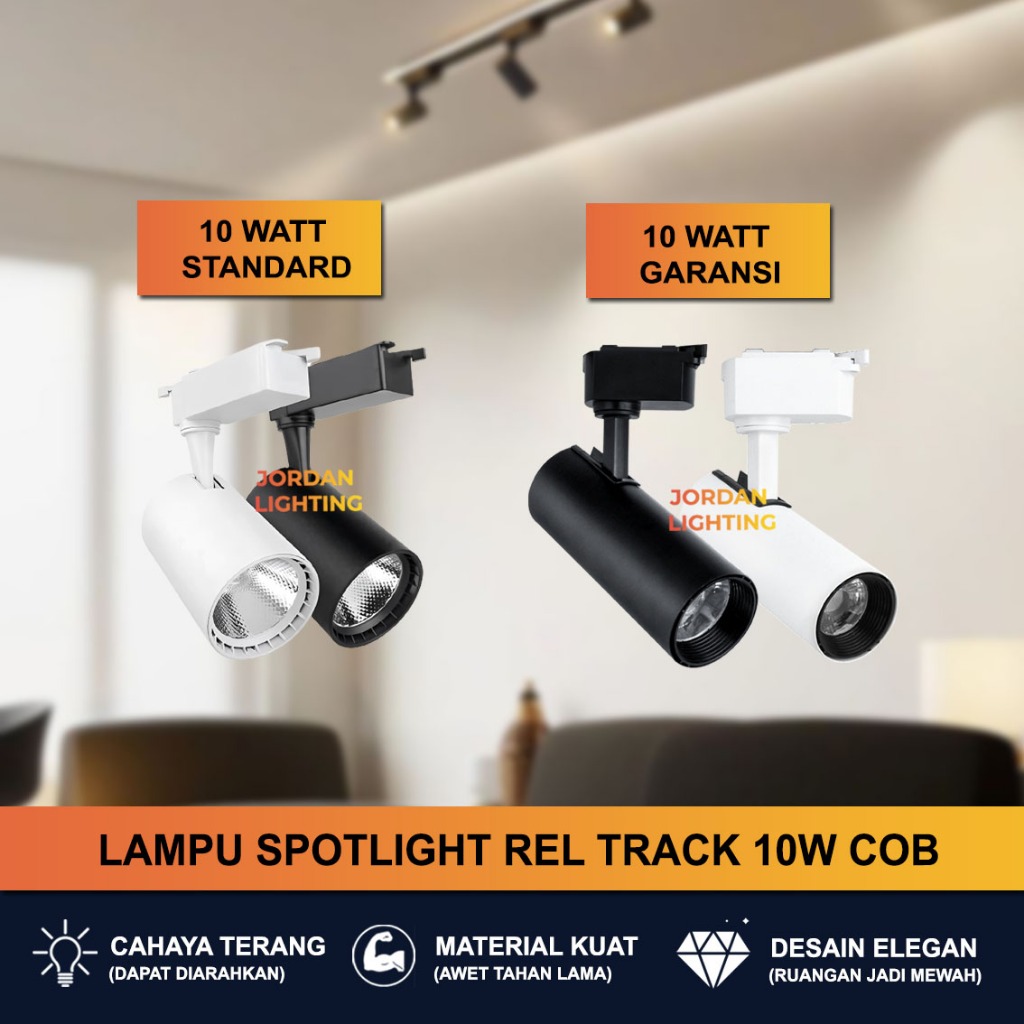 Jual Lampu Rell Track LED Sorot Lampu Sorot Tracklight Rel Spotlight 10W 10 Watt COB Spot Light ...