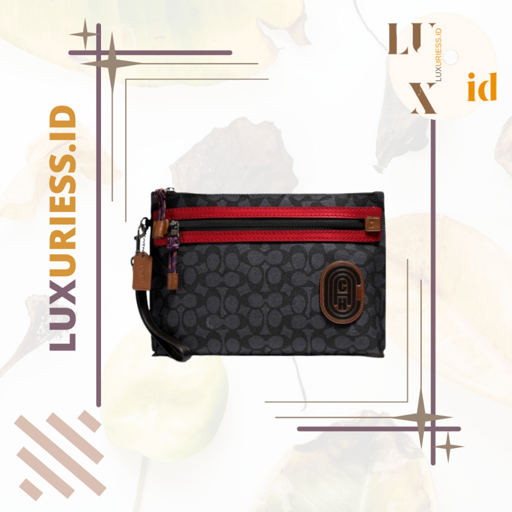 Jual COACH ACADEMY POUCH IN SIGNATURE WITH COACH PATCH | Shopee Indonesia