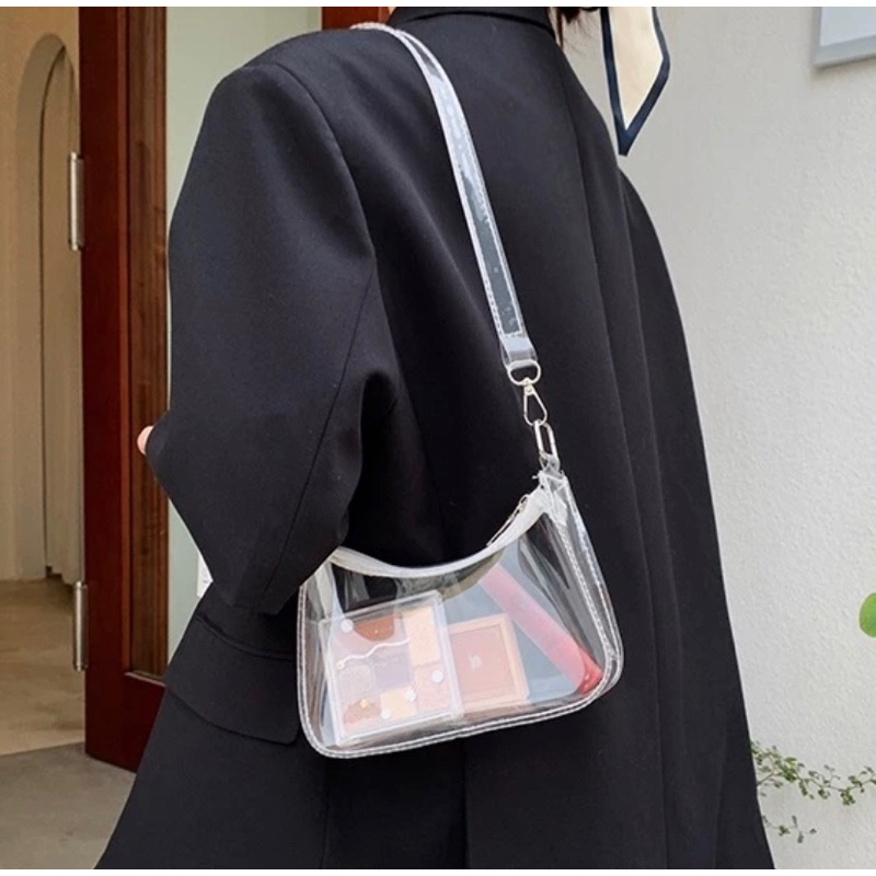 Jual TAS BAHU SHOULDER BAG MINI TRANSPARAN JELLY PVC WANITA GAYA | Shopee Indonesia
