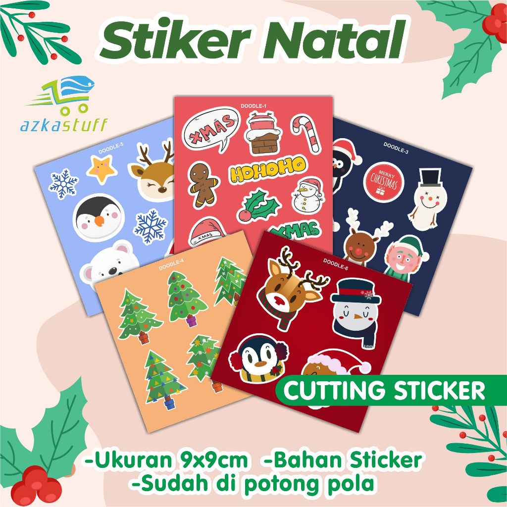 Jual Stiker Doodle Natal - Cutting sticker Natal - sticker aesthetic ...