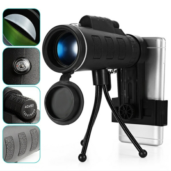 Jual Teropong Monocular 40x60 Kompas Lensa Coating Bening Universal ...