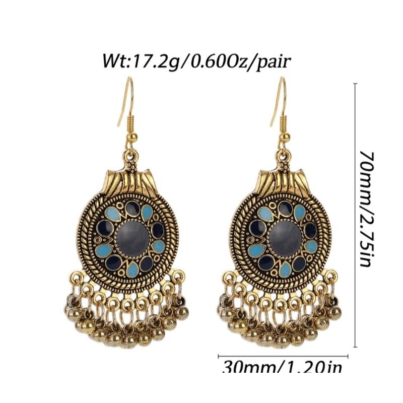 Jual Anting jhumki india desain retro vintage warna gold desain merah ...