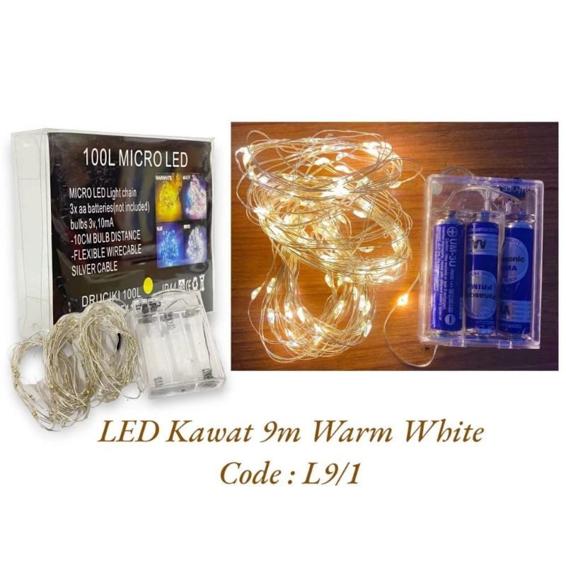 Jual Lampu Natal LED Kawat 9m Warm White L9/1 (tanpa baterai) - Lampu ...