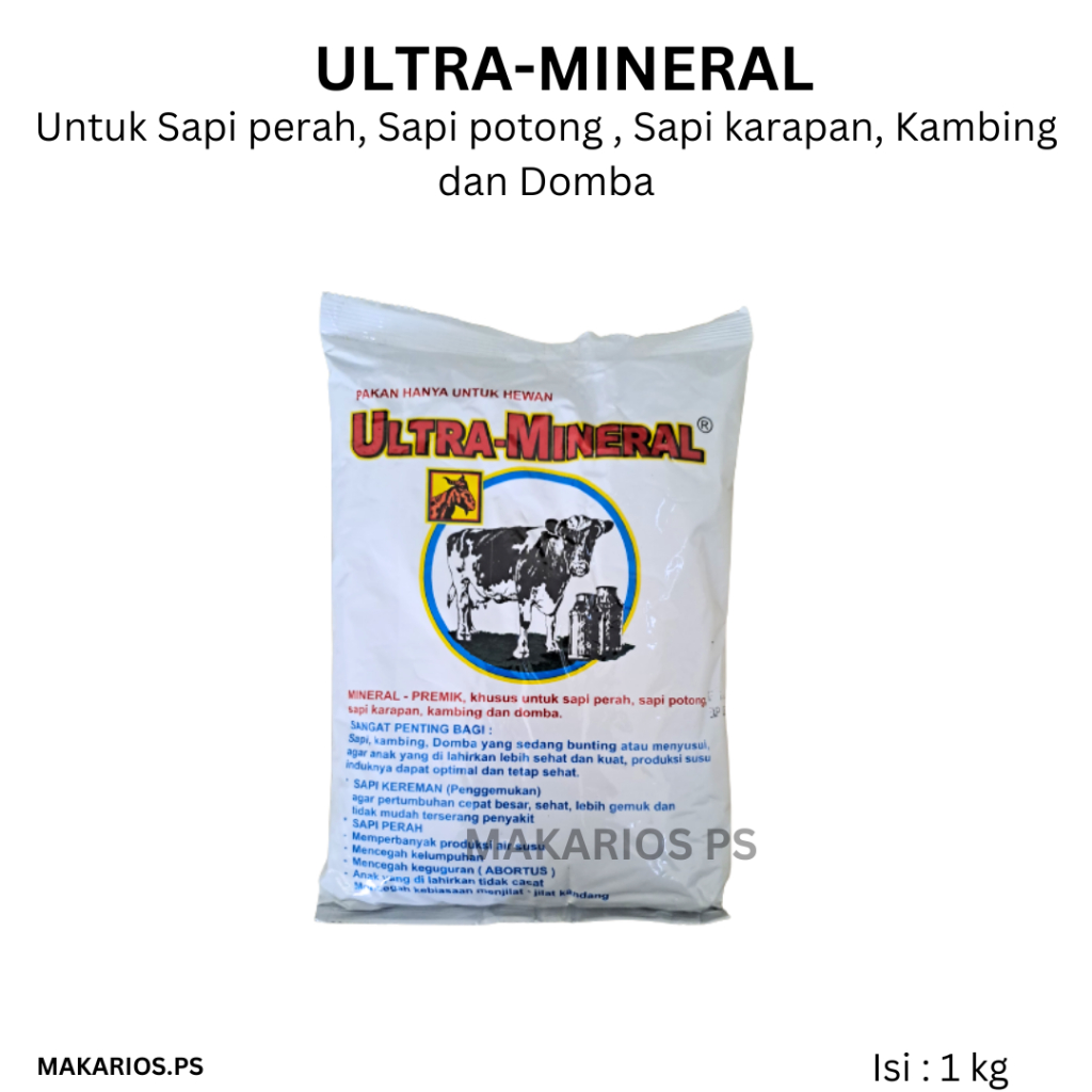 Jual ULTRA-MINERAL 1 Kg untuk Sapi Perah, Sapi Potong, Sapi Karapan ...