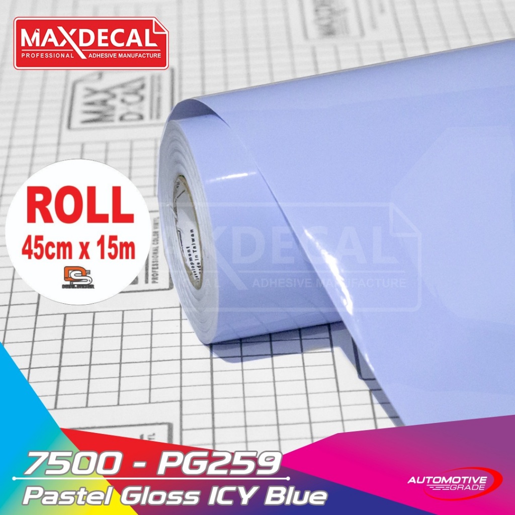 Jual ROLL Sticker Maxdecal 7500 PG259 Pastel GLOSS Icy Blue Vinyl 45cm x 15m ROLL | Shopee Indonesia